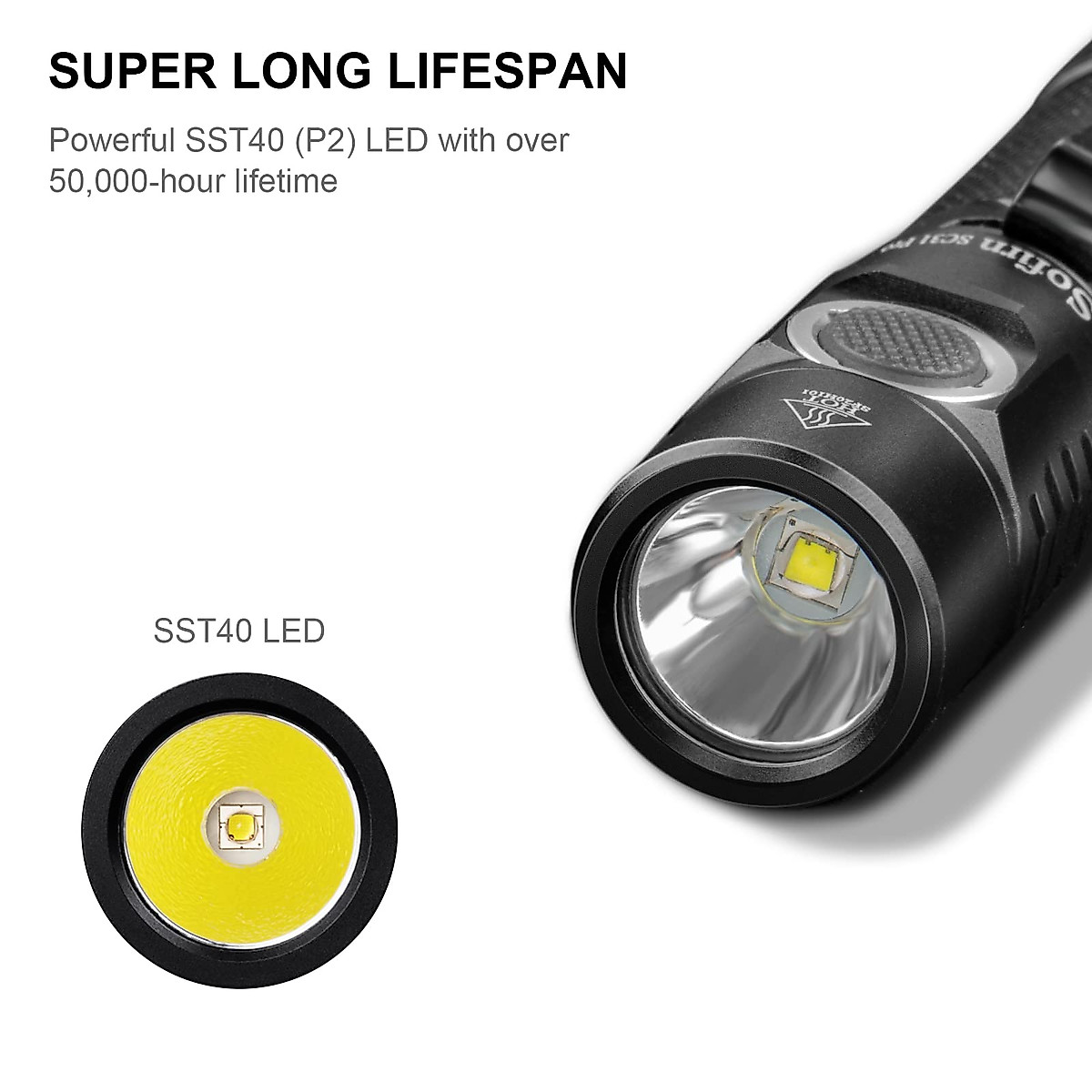 sofirn SC31 Pro Rechargeable EDC Flashlight, Super Bright 2000 Lumens Pocket Flashlight with SST40 6500K LED, Andruril 2 UI, Water Resistant LED Light with Diffuser Magnetic Tail Cap, for Camping