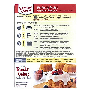 Duncan Hines French Vanilla Cake Mix - 2 Pack (15.25oz.each Box) With Miss J’s Handy Kitchen Measurements Conversion Chart for Refrigerator! Bundle of 3!