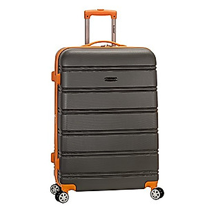 Rockland Melbourne Hardside Expandable Spinner Wheel Luggage, CHARCOAL, Checked Large 28"
