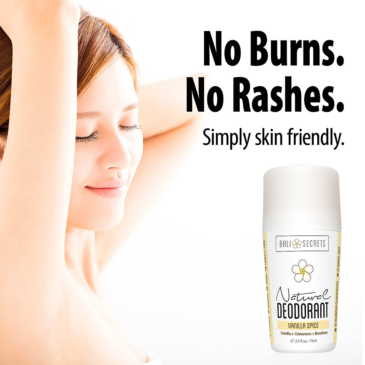 BALI SECRETS All Natural Deodorant for Women & Men. Organic & Vegan. Pure Ingredients. All Day Protection. 2.5 fl oz (Vanilla Spice)