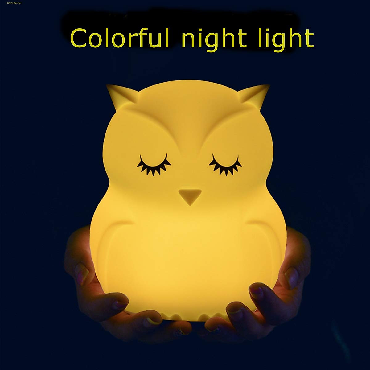WHA&DARREN Large Owl Night Light for Kids,Cute Baby Night Light, Silicone Bedside Lamp, Sleep Lights, Eye Caring, Adjustable Brightness & Color, Time Setting, Touch+Remote Control