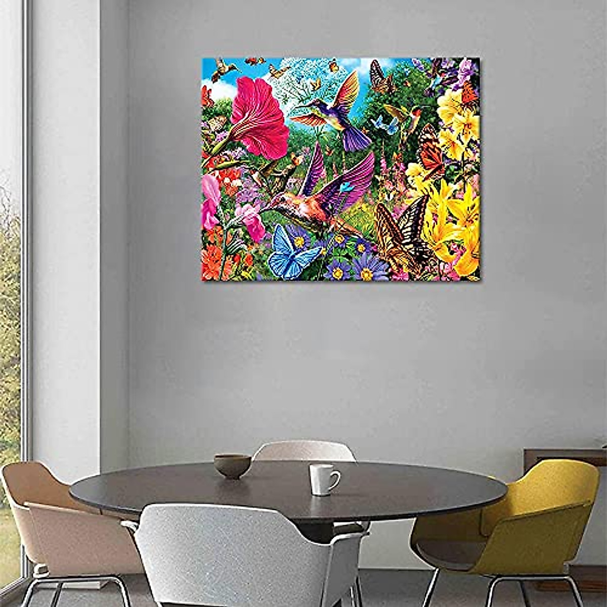 Paint by Number Birds, Natural Scenery Adults Painting by Numbers, Butterfly and Flowers DIY Paint by Number Kit for Adults Kids Students Beginner, Oil Painting Arts Wall Decoration 16X20 Inch