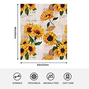 Vintage Grunge Yellow Sunflower Floral Throw Blankets Lightweight Plush Fuzzy Cozy Soft Bedding, Fleece Throw Blankets All Season for Sofa Couch Bed 50x60 inches