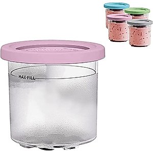 Ice Cream Pints Cups Reusable Ice Cream Pints Containers Kitchen Accessory with Lids for Ninja XSKPLID2CD, Compatible with NC299AMZ C300s Series to Ice Cream Mix Finished Products Storage (1PC Pink)