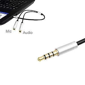 CamDesign Silver Headset Y Splitter Audio Adapter Cable 3.5mm Male to 2 Female Mic Audio CTIA Headphone Adapter Compatible with PC Gaming Headset,PS4,Xbox One,Notebook,Android iPhone Tablet MP3