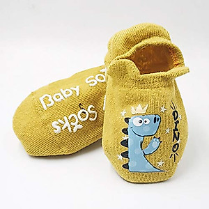 Zumou Toddler Anti Slip Non Skid No Show Socks Low Cut With Grips for Kids Boys Girls Size (1T-2T, Multicolor)