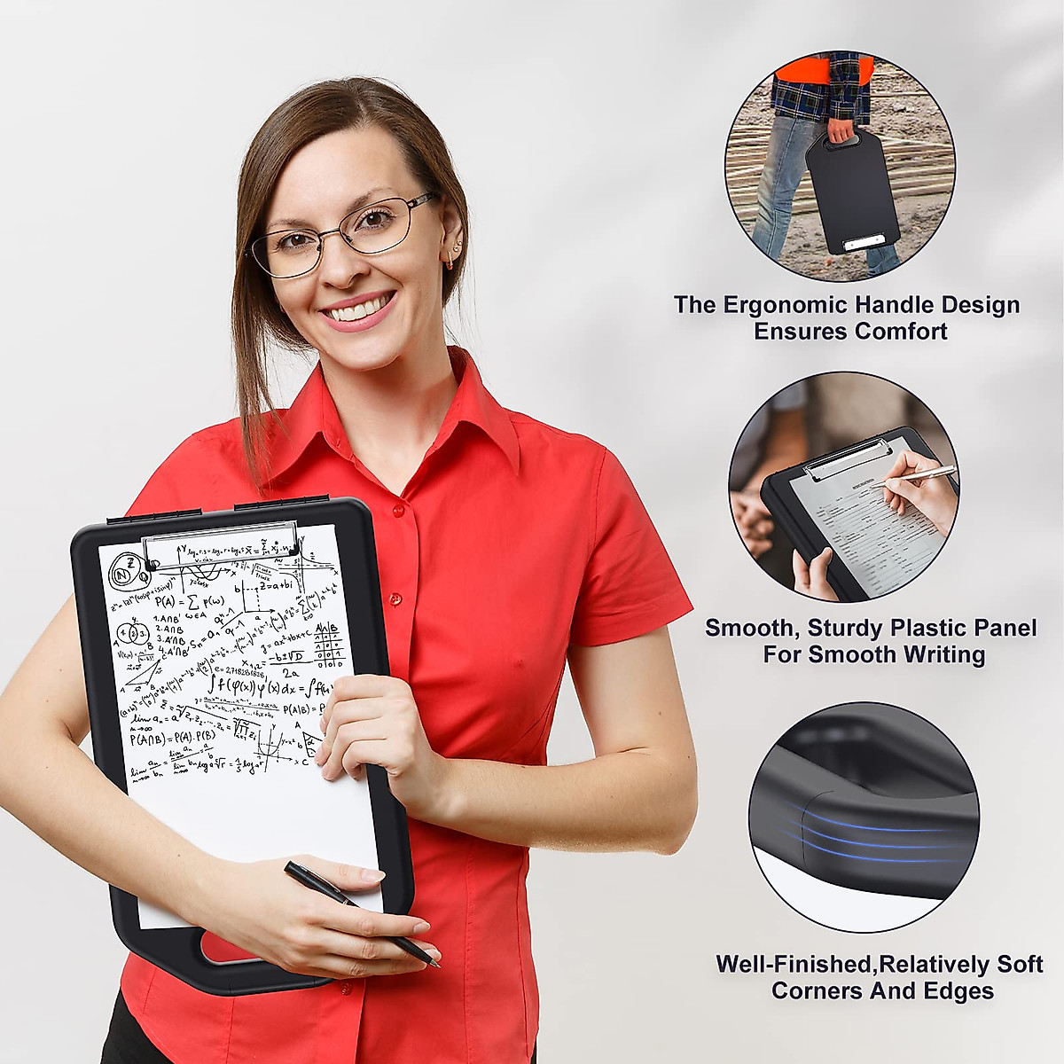 Sunnyclip Storage Clipboard with Handle, Plastic Compartment Hold 200 Letter Sized Paper,Heavy Duty Sturdier Smooth Writing Portable Paperwork Office Classorm Supply for Coache, Contractor