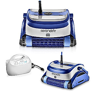 SereneLife Automatic Pool Vacuum for Inground Pools – Robotic Pool Cleaner with 4500 GPH Suction from Twin Motors and Brushes, 2 Filters and Tangle-Free Cable Cleans 50 Ft Pools with 3 Timed Cycles