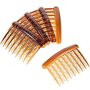 Gejoy 12 Pieces Plastic Teeth Hair Combs Tortoise Side Comb Hair Accessories(Black, Dark Brown)