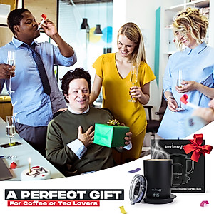 SMRTMUGG PRO Heated Coffee Mug 14 oz., 4 Hour Batter Life, Self-Heating, Adjustable Temperature Controlled, LCD Screen, One Button Temperature Adjustment, Includes Cover with Magnetic Slider (Black)