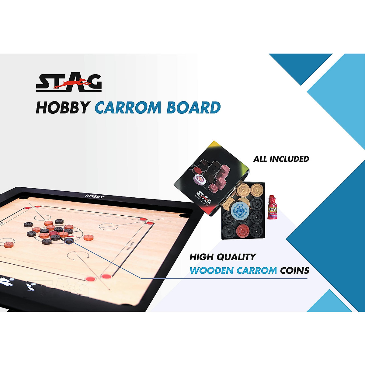 Stag Championship Carrom Board Game with Coins and Striker (Championship)