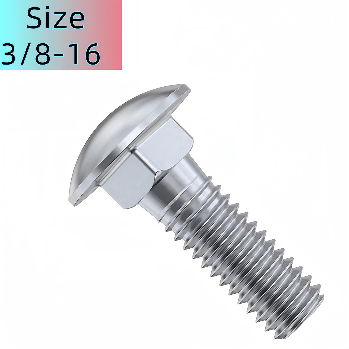 (10pc) Stainless Steel Carriage Bolt (3/8"-16 Coarse Thread x 2-1/4" Length) by SANTIE