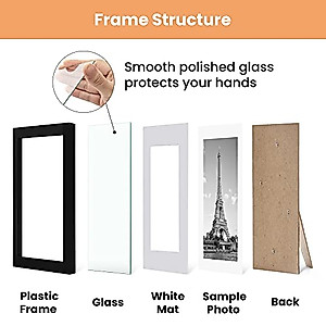 upsimples 8x10 Picture Frame Set of 10, Display Pictures 5x7 with Mat or 8x10 Without Mat, Multi Photo Frames Collage for Wall or Tabletop Display, Black