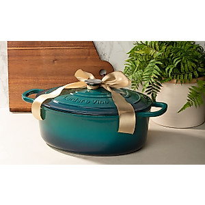 Larder & Vine Enameled Cast Iron Dutch Oven with Lid - Oversized Handles, Dome Lid, Dutch Oven for Sourdough Bread Making, 8QT/7.5L - (Bondi)