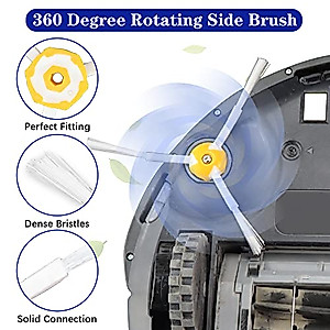 FETIONS Replacement Parts fit for i-Robot Room-ba 600 Series 614 618 620 630 640 650 660 675 680 685 690 692 694 695 Vacuum Cleaner Replenishment Kit- Includes 3 Filter, 3 Side Brush &1 Bristle Brush