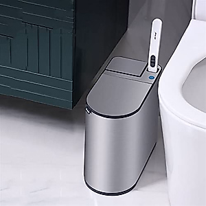 CANMNT Trash Can Intelligent Induction Trash Can Automatic Household Toilet Toilet with Lid Narrow Paper Basket Sandwich Trash Can Trash Can Wastebasket