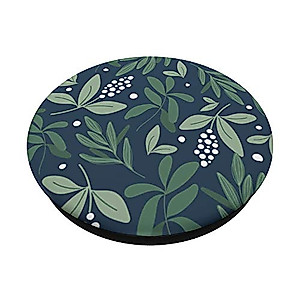 Green Botanical Foliage & White Berry Floral Bud Pattern PopSockets PopGrip: Swappable Grip for Phones & Tablets