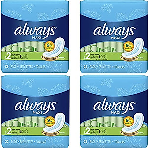 Always Maxi Pads Long Super without Wings 22 ea (Pack of 4)