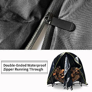 HOMEYA Firewood Log Hoop Cover 40 Inch, Outdoor Heavy Duty 600D Oxford Waterproof Weather Resistant Patio Ring Log Rack Cover, with Double-Ended Zipper Running Through, Round Wood Pile Holder Storage