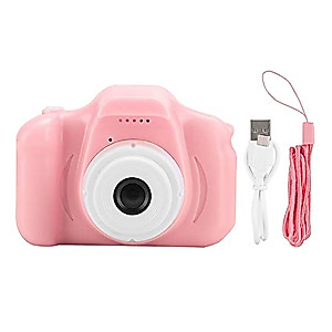 PUSOKEI Mini Children Digital Camera with Eye Protection 2.0 in IPS Screen,Portable Video Camera with Silicone Case, Toy Camera with Color Screen, Ideal Choice as a Birthday Gift. (Pink)