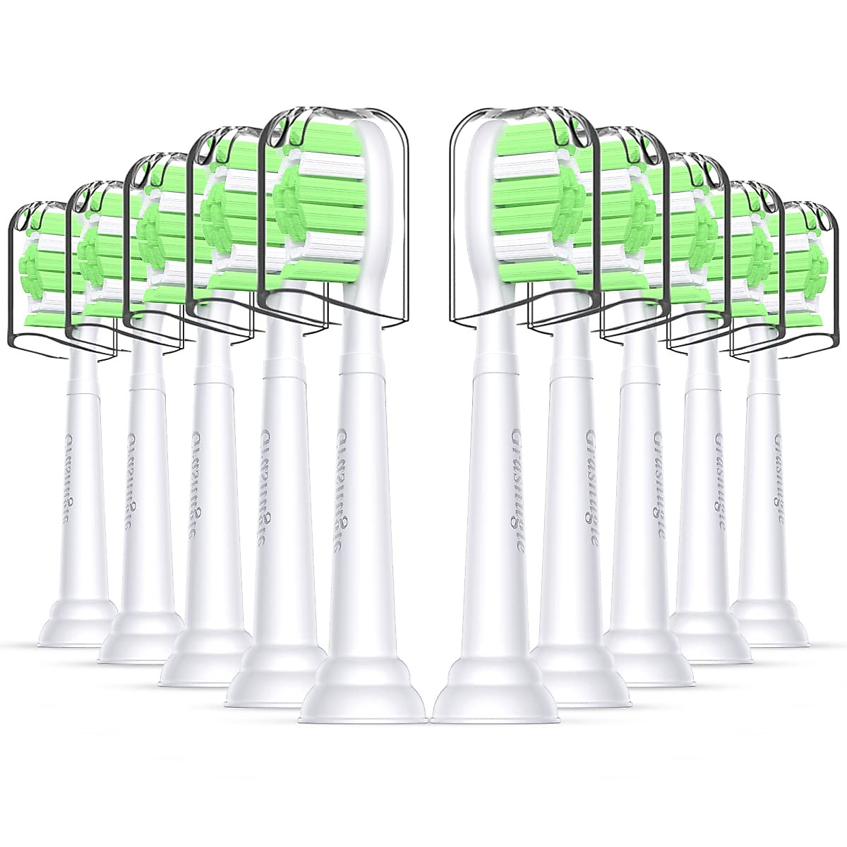 Grasnugie Replacement Toothbrush Head for Philips Sonicare FlexCare ProtectiveClean HealthyWhite 6100 5100 4100 1100 W2 W3 C2 C3 G2 G3 HX6062 HX6064 Electric Toothbrush, 10 Brush Heads