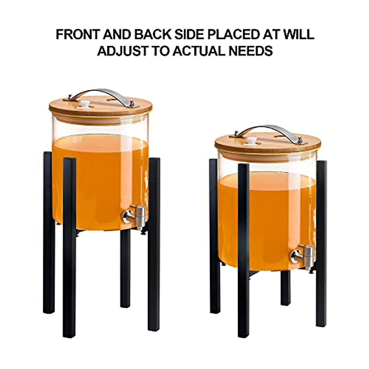 Kcgani Black Adjustable Metal Beverage Drink Dispensers Stand,Water Crock Stand Fits 9.4 to 15 Inches Dia of Glass Jar or Bottle Jug, Strong Metal Rack Base for Water Filter, Flower Pot, Plants