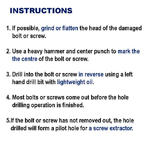 3/16-Inch Cobalt Steel M35 Left Hand Drill Bit for Removing Damaged Bolts and Screws, Pack of 6