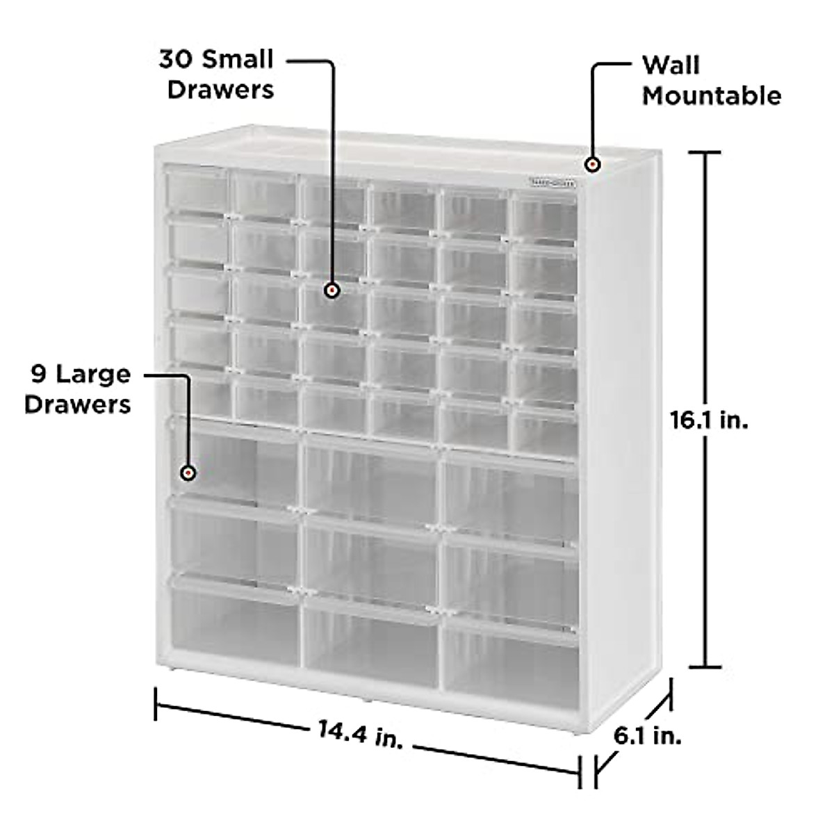 BLACK+DECKER Large & Small 39 Drawer Bin System (BDST40739FF), Clear