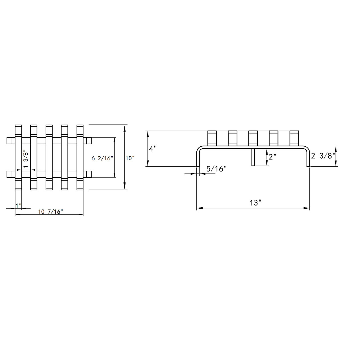 Hi-Flame Log Grate Heavy Duty Solid Steel Burning Fireplace Wood Stove Firewood Holder, 13 INCH, 13 x 10 x 4 Inch Matt Black