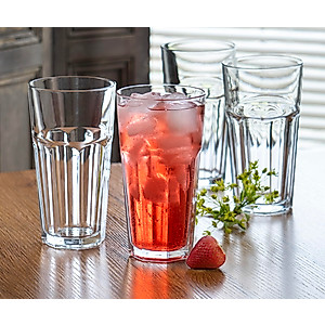 Red Co. Set of 4 Clear Glass 22 Fl Oz Drinking Highball Tumblers for Water, Juice, Beer, Cocktails