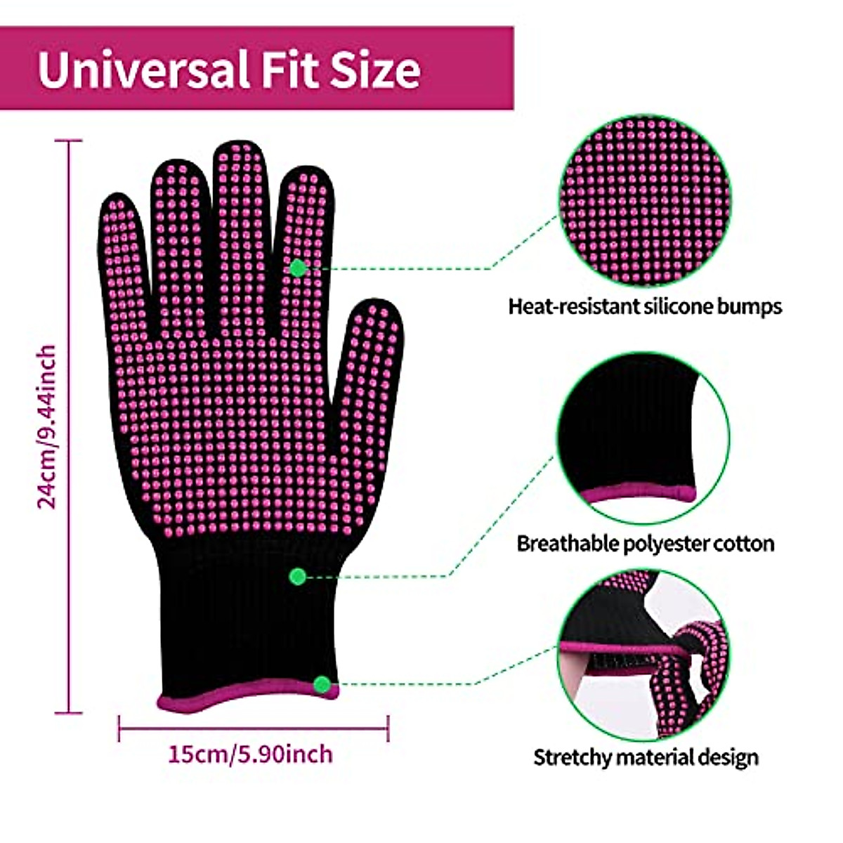 HTVRONT Heat Resistant Gloves for Sublimation - 2Pcs Heat Gloves for Sublimation with Silicone Bumps, Heat Resistant Work Gloves for Women,Universal Fit Size