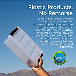 IRIS USA 6 Qt Stackable Plastic Storage Bins with Lids, 10 Pack - BPA-Free, Made in USA - See-Through Organizing Solution, Latches, Durable Nestable Containers, Secure Pull Handle - Clear/Black