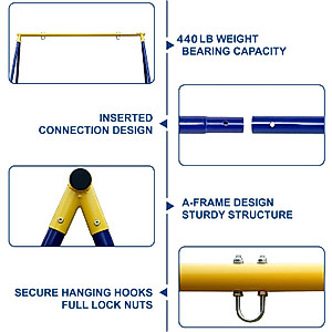 Hishine 43" Saucer Swing Set und Swing Stand for Porch Outdoor Heavy Duty Swing Frame, Full Steel Metal Frame with 4 Ground Pegs, 71" Height Holds Up to 550lbs