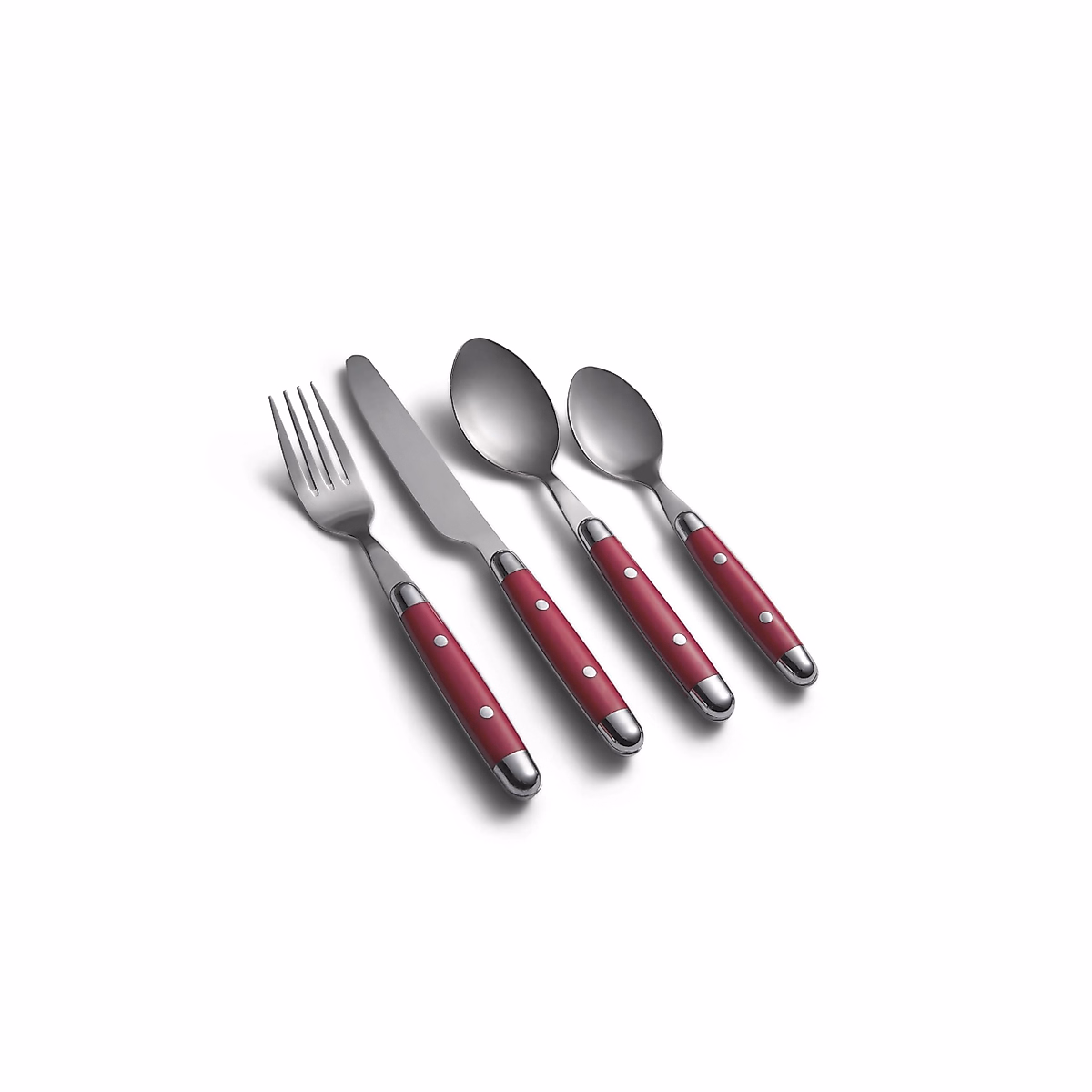 Cambridge 07216CBWD32R Jubilee Red 16-Piece Flatware Set, Thick Handles