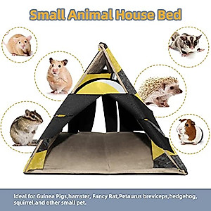 Y-DSIWX Guinea Pig House Bed, Rabbit Large Hideout, Small Animals Nest Hamster Cage Habitats Cute Small Bee Black Yellow Stripes