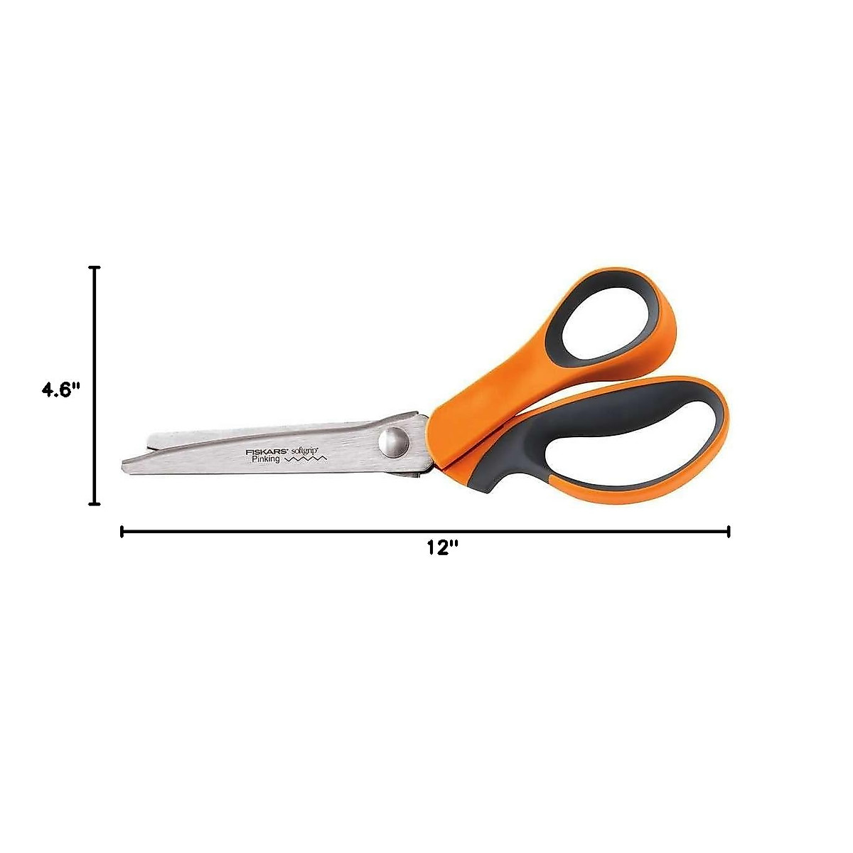 Fiskars 8" Softgrip Pinking Scissors,Orange,9.5" long