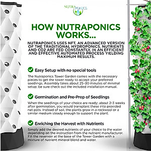 Nutraponics Hydroponics Indoor Garden Growing System - Automated Aeroponic Vertical Tower Garden + LED Grow Lights Planting Kit Farm Plants Fresh Herb Garden, Fruits & Vegetables Nursery - 80 Pots