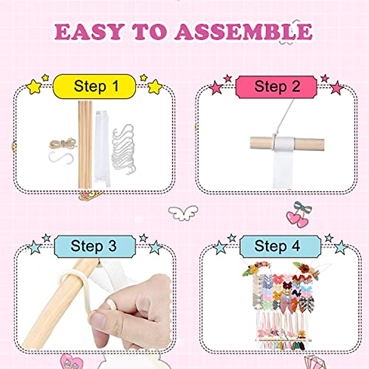 Flymind Hair Bow Holder for Girls, Baby Headband Holder Hair Bows Organizer Hanger Storage Wall Hanging Home Decor for Girls Room (White)