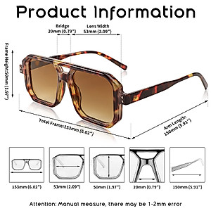 FEISEDY Retro Sunglasses for Women Men Trendy Aviator Sunglasses Classic Square Frame Shades B2939