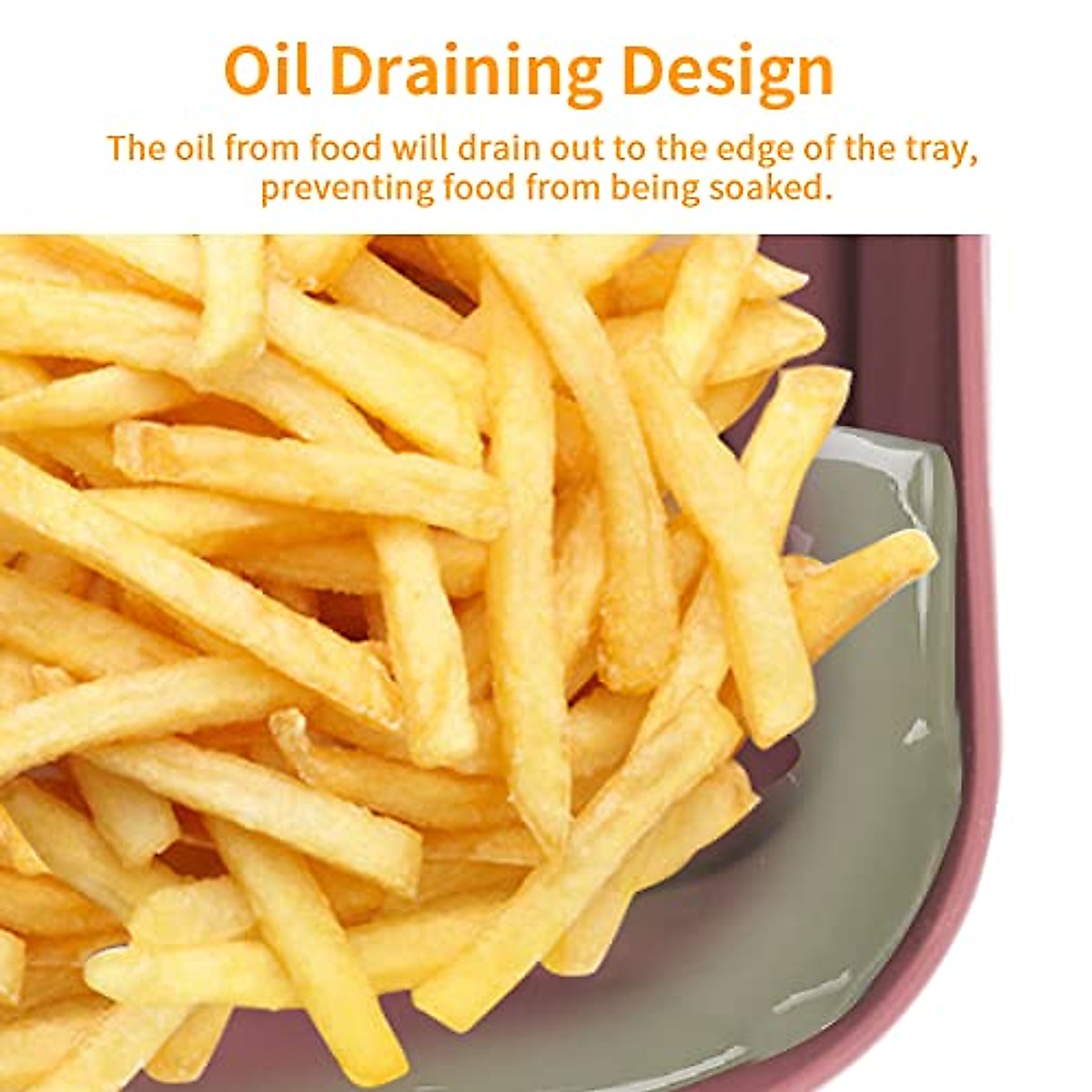 Air Fryer Silicone Pot, Replacement for Paper Liners, Removable Square Silicone Air Fryer Basket with Handle, Silicone Bowl for Air Fryer Oven(Pink)