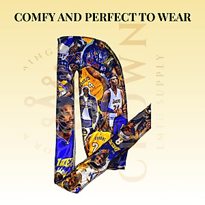 Afro Design Durag Silky 360 wave Du Rag with long tails and quadruple stitching. Pan African American Pride Style (Mamba 24 Collage)