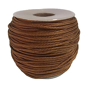 Y-Axis Roll of 60 Yards 2.0mm Light Brown (Bronze) Braided Nylon Lift Shade Cord with 6 Pack Brown Wood Cord Knobs + Soft Tape