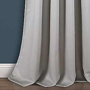 Lush Decor Weeping Flowers Darkening Window Curtains Panel Set for Living, Dining Room, Bedroom (Pair), 52"W x 84"L, Gray