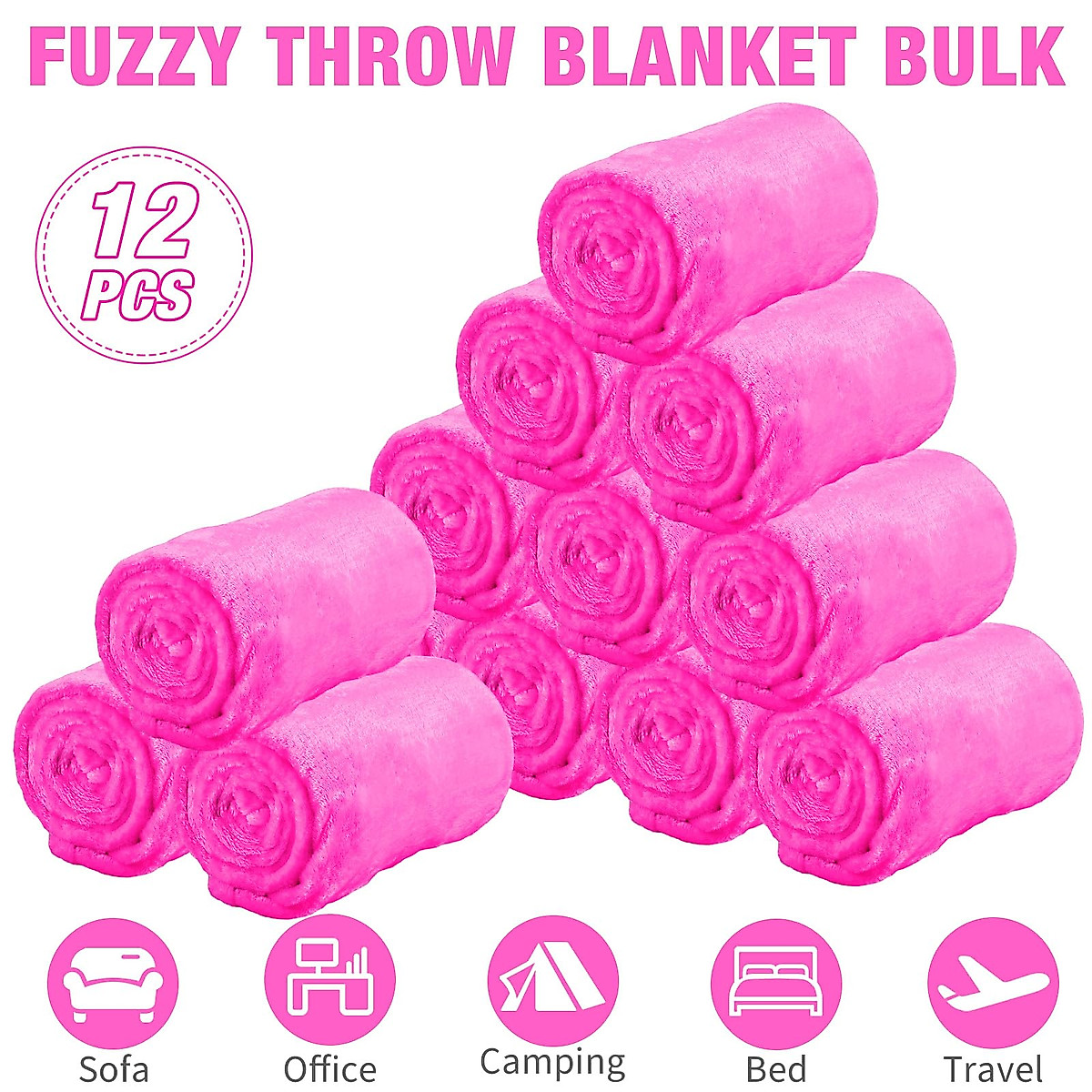 SmoothNovelty 12 Pcs Easter Fleece Blankets for Girls Sleepover Party Soft Fuzzy Throw Blanket 40 x 60 Inch Warm Flannel Blanket for Teenager Bed Travel SPA Moive Party (Rose Red)