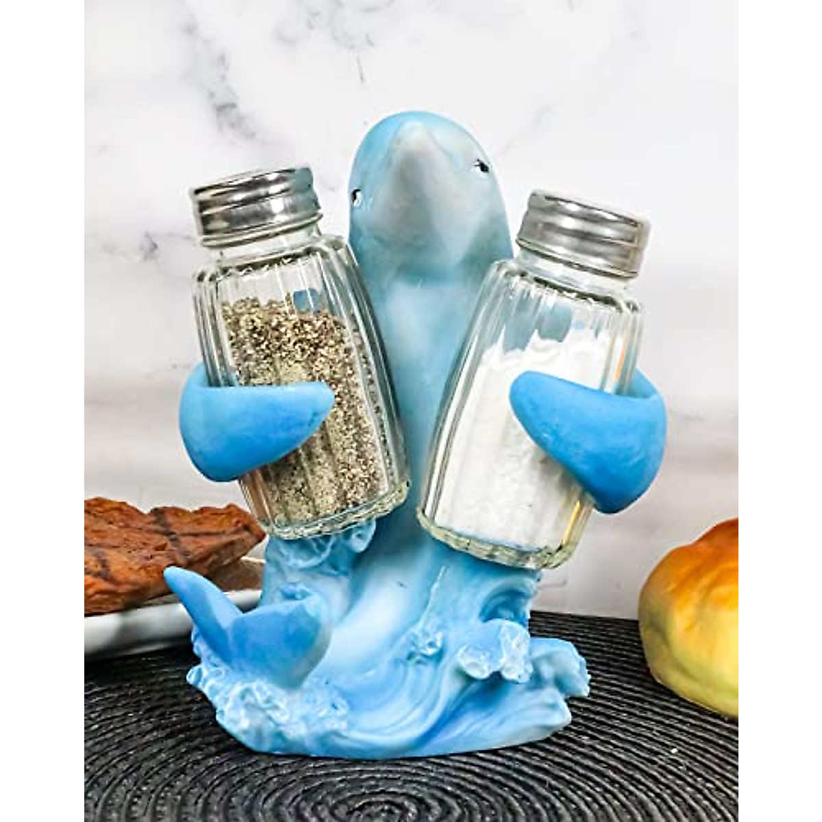 "Home Décor Accents" Dolphin Rising Above Sea Waves Hugging Salt And Pepper Shakers Holder - Home Accents 33-kl1-2163