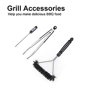 Kingkong 7130 Grill Cover for Weber Genesis II 3 Burner Grill and Genesis 300 Series Grills (Compared to 7130) including Brush, Tongs and Thermometer