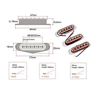 LAMSAM Electric Guitar Pickup Set, Single Coil Pickups Loaded High-output Alnico V Maganet Pole Pieces, Wax Potted Over Wound Pick-up, SSS PUP Replacement Fit 6 String Guitar