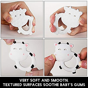 Baby Silicone Teether,Sensory Chew Toys,BPA Free Soft and Effective Infant Teething Pain Relief Toys,Freezer Safe,Food Grade Silicone,Best Shower Gift for Boys and Girls (Cow)