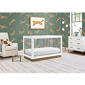 Delta Children James Acrylic 4-in-1 Convertible Crib - Greenguard Gold Certified, Bianca White/Acorn