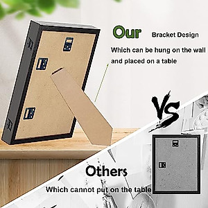 SanerDirect 2 Pack Black Frame for Kids Artwork, Displays 8.5x11 Artwork Frame Changeable| Hinged Wooden Frame for Picture, A4 Size Art Storage, Drawing Storage (12" x9 frame)